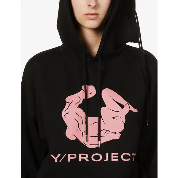 Y/Project Kamasutra Graphic-Print Cotton-Jersey Hoody - Black